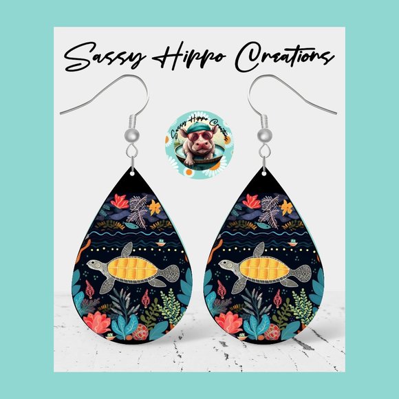 Sassy Hippo Creations | Jewelry | Earrings Sea Turtle Ocean Life Hand ...